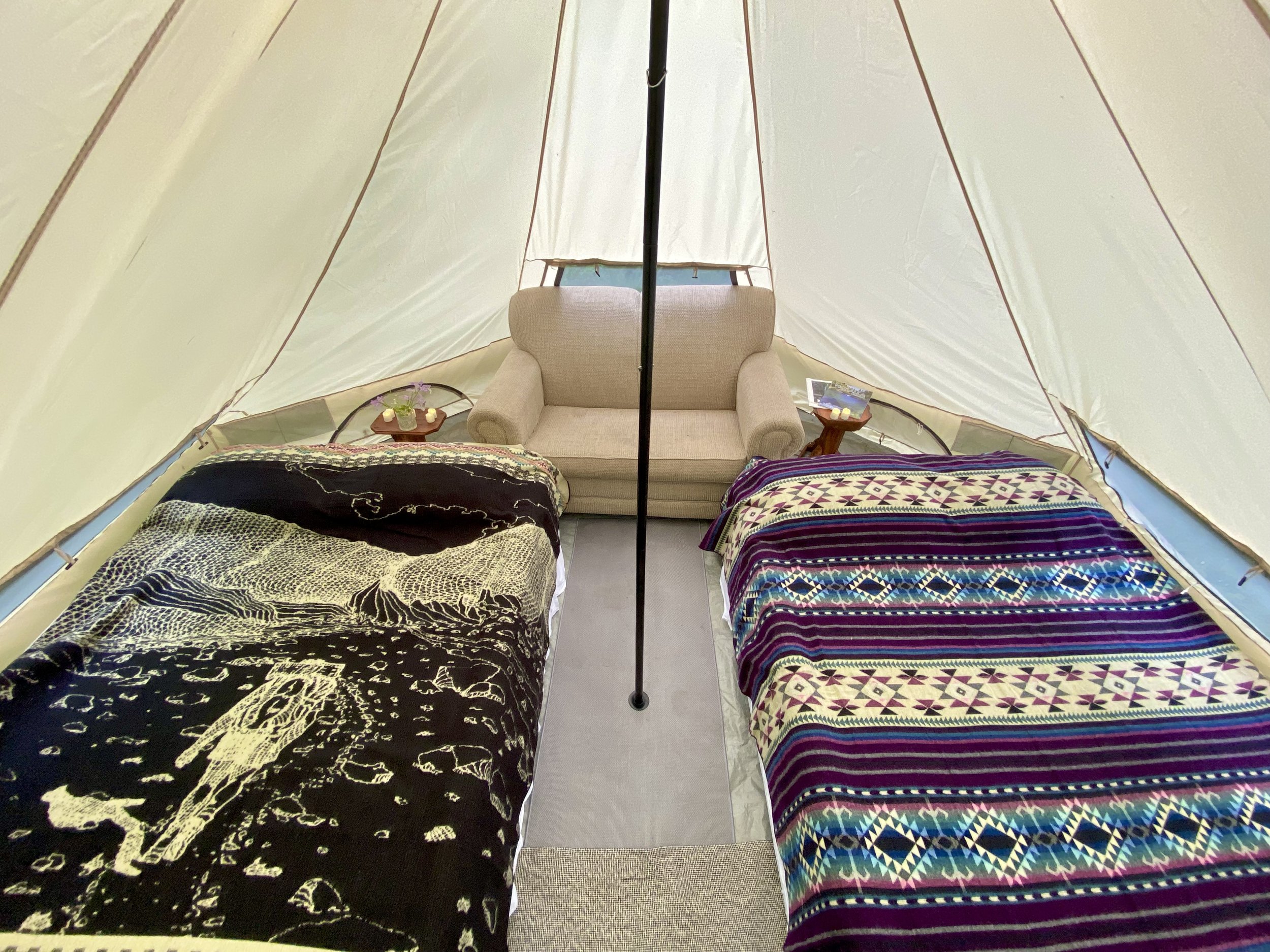 Bell Tent Two Queen Beds — Trout Creek Wilderness Lodge