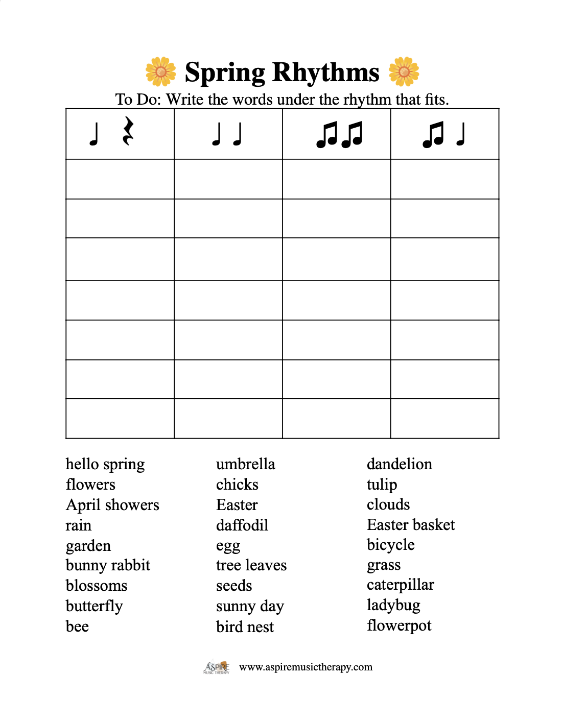 Spring Music Ideas and Resources for Music Therapists — Aspire Music ...