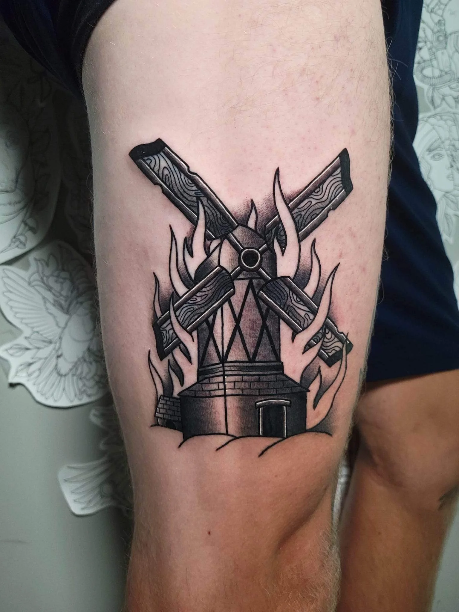 Old Dutch Windmill Tattoo
