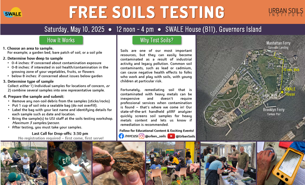 Free Soil Testing on Governors Island (May 2025) — Urban Soils Institute