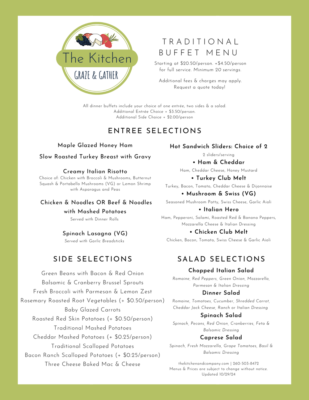 Entrees & Sides — The Kitchen • Graze & Gather