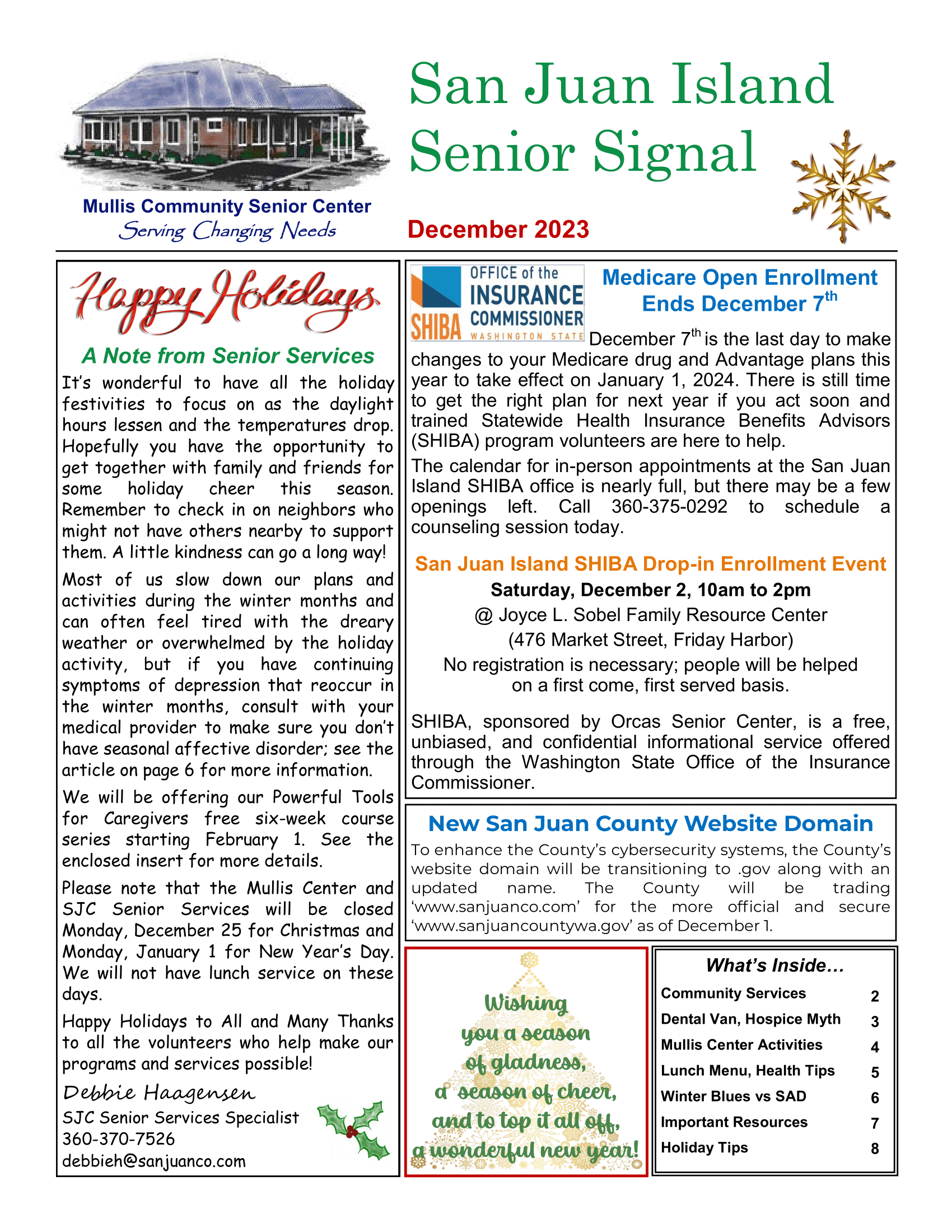 Newsletter — MULLIS COMMUNITY SENIOR CENTER