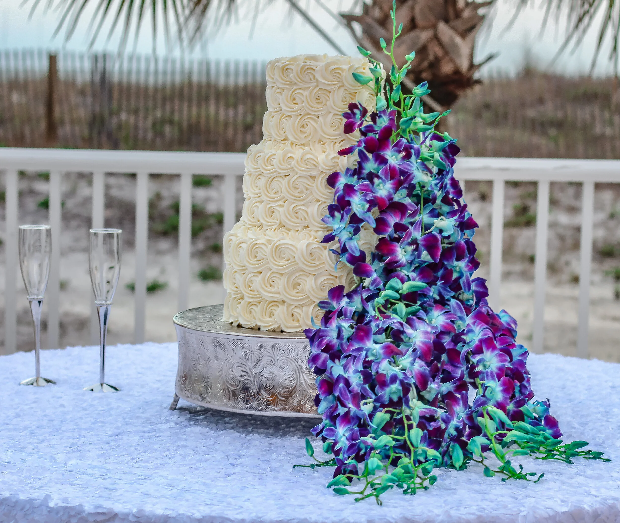 Blue Dendrobium Orchids Cake