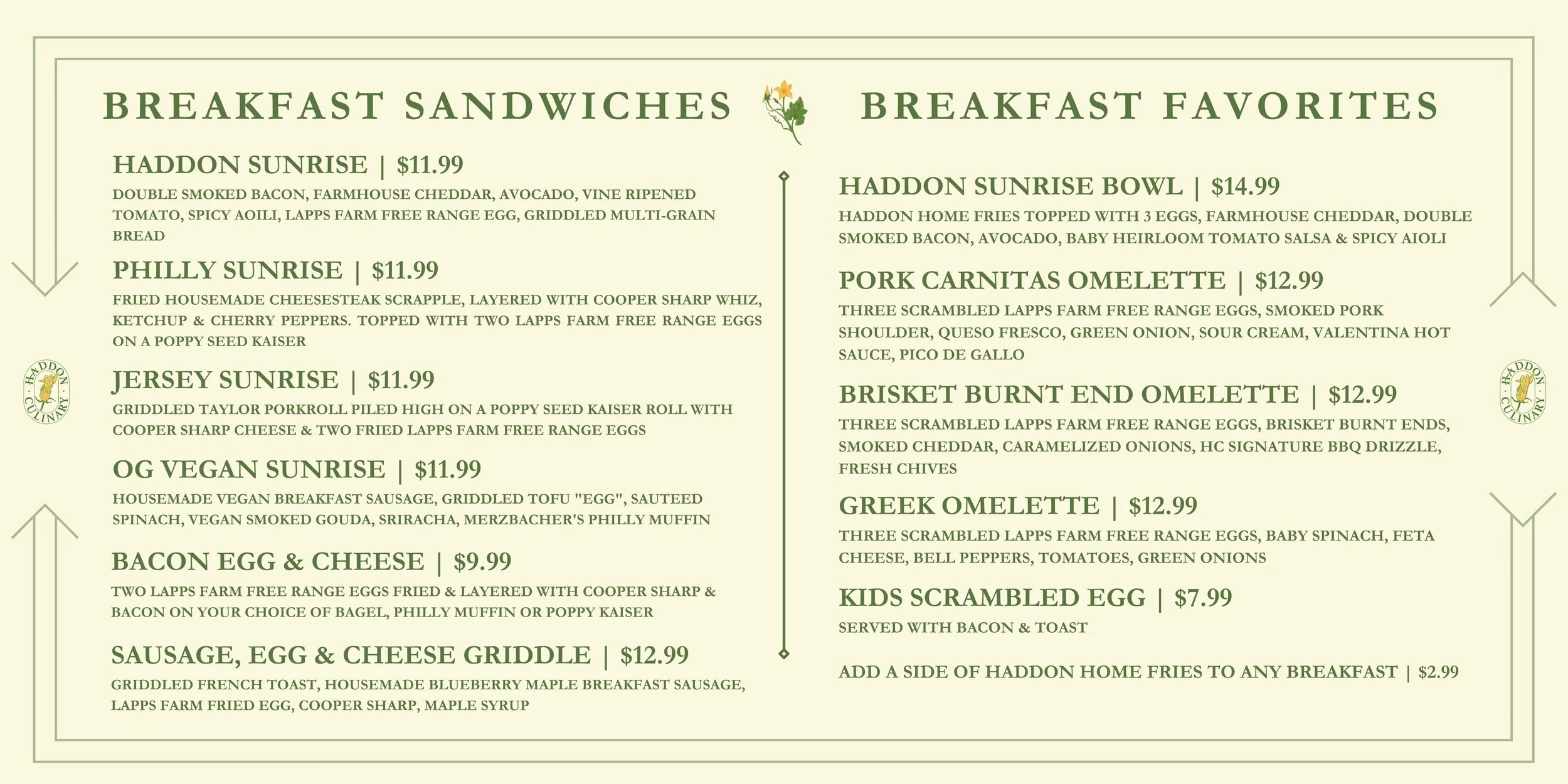 Menu — Haddon Culinary