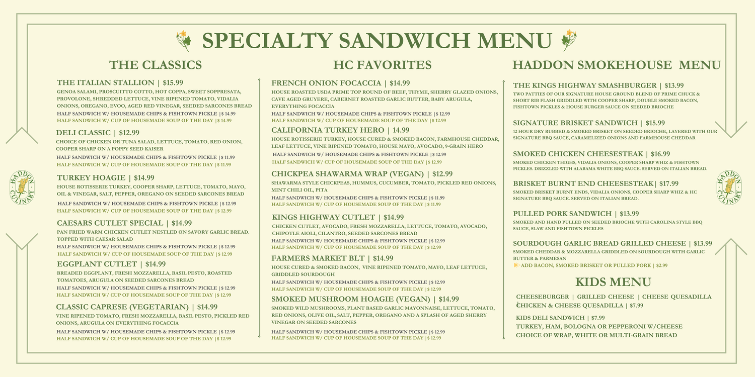 Menu — Haddon Culinary