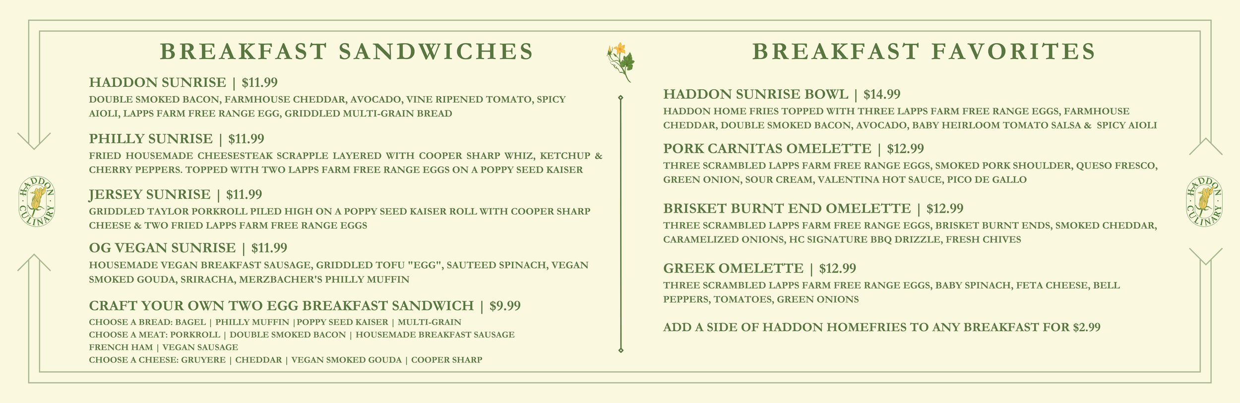 Menu — Haddon Culinary