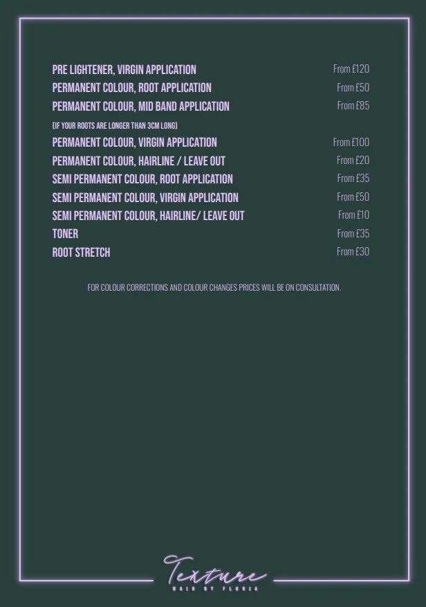 Price List — Texture Hair by Floria