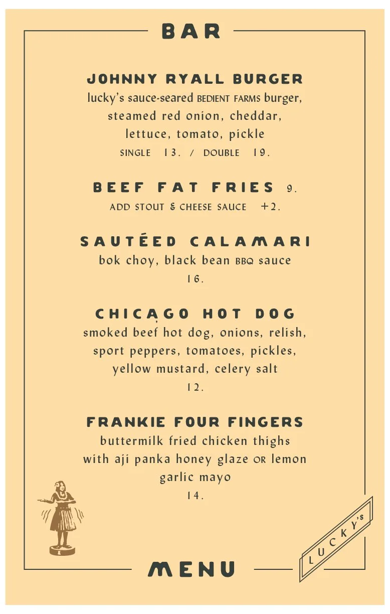 MENUS — LUCKY'S