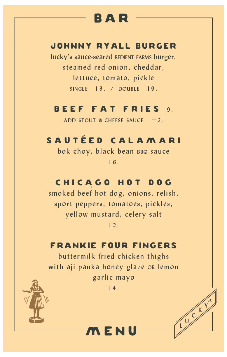 MENUS — LUCKY'S