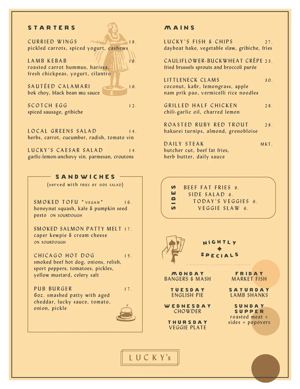 MENUS — LUCKY'S