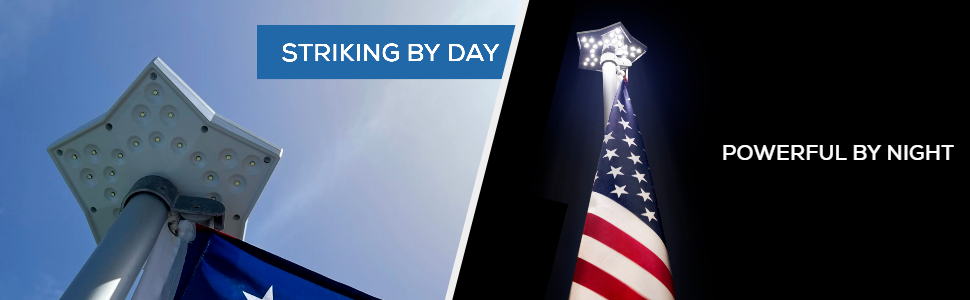 White Solar Star Flag Pole Light — Home Deputy