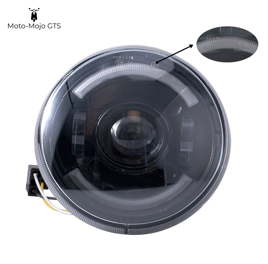 Vespa GTV LED Headlight with Half Halo Running light — moto-mojo gts