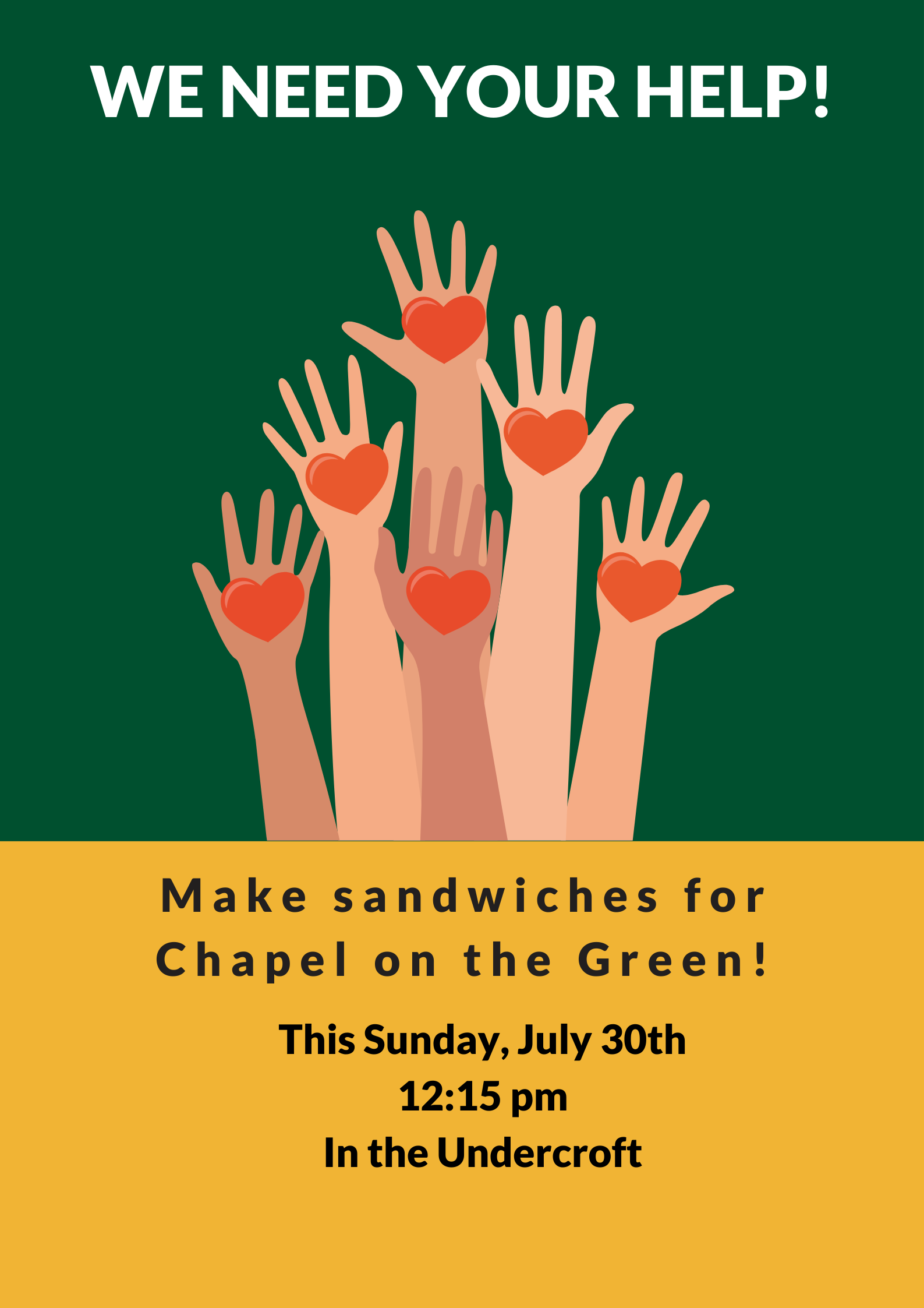 We need you to help us make sandwiches for Chapel on the Green this ...