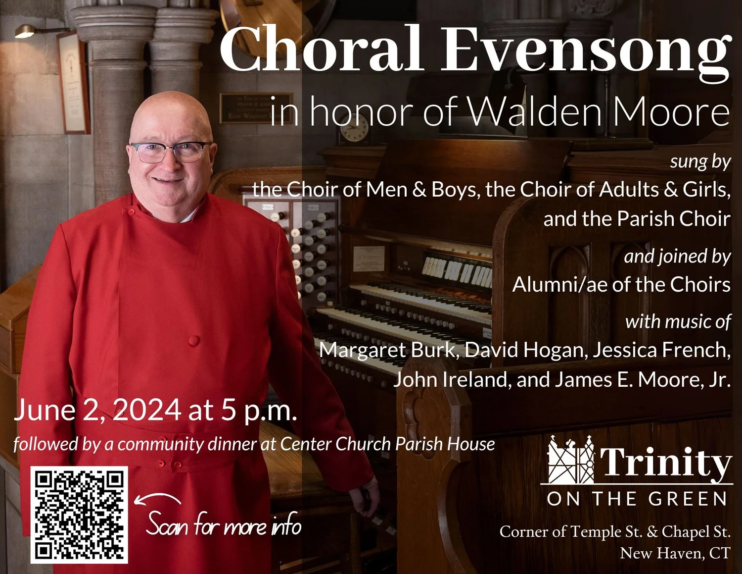 This Sunday: Evensong in Honor of Walden Moore — Trinity on the Green