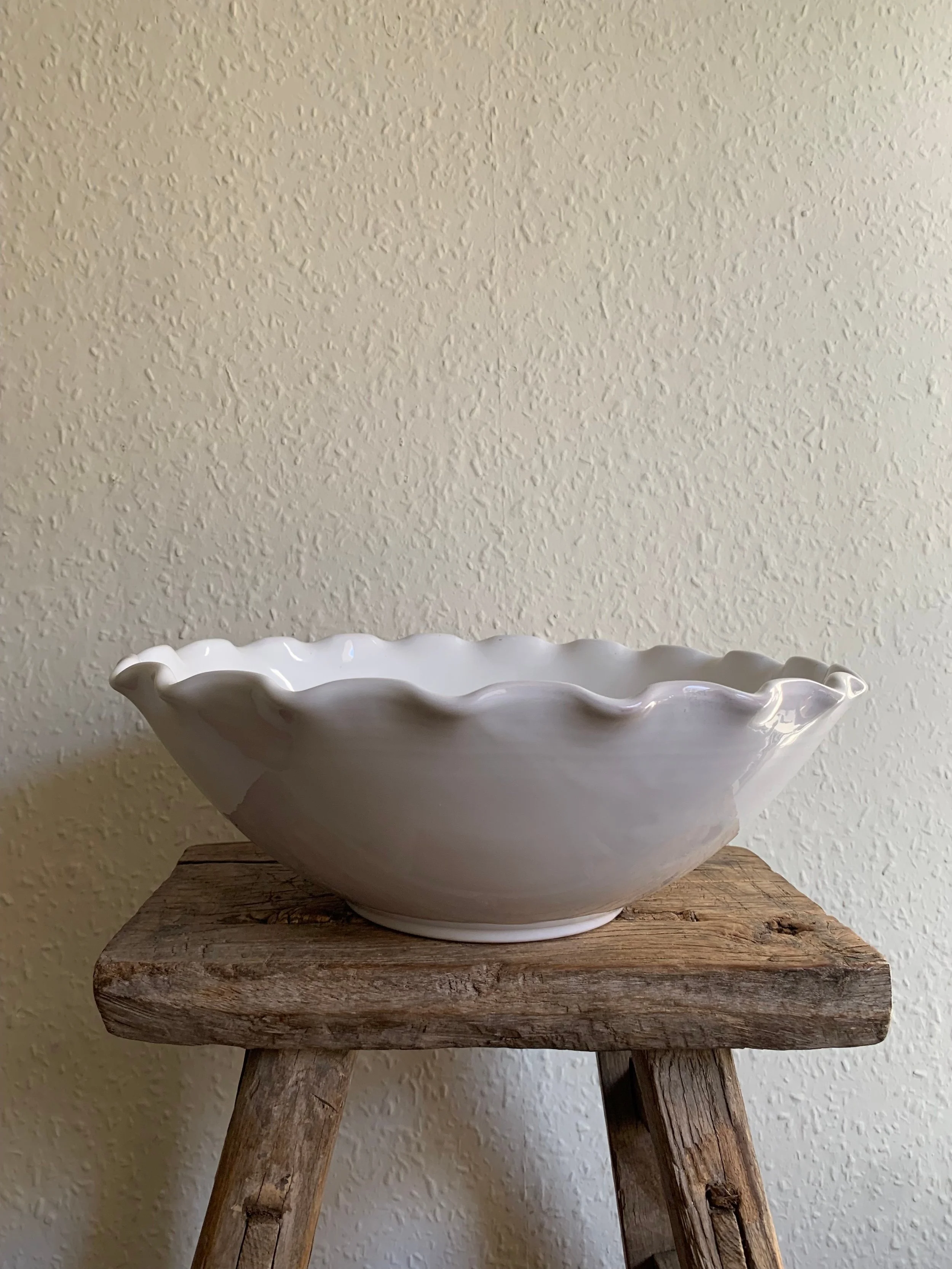 Extra Large Wavy Ceramic Bowl in White — S I S T E R H O O D