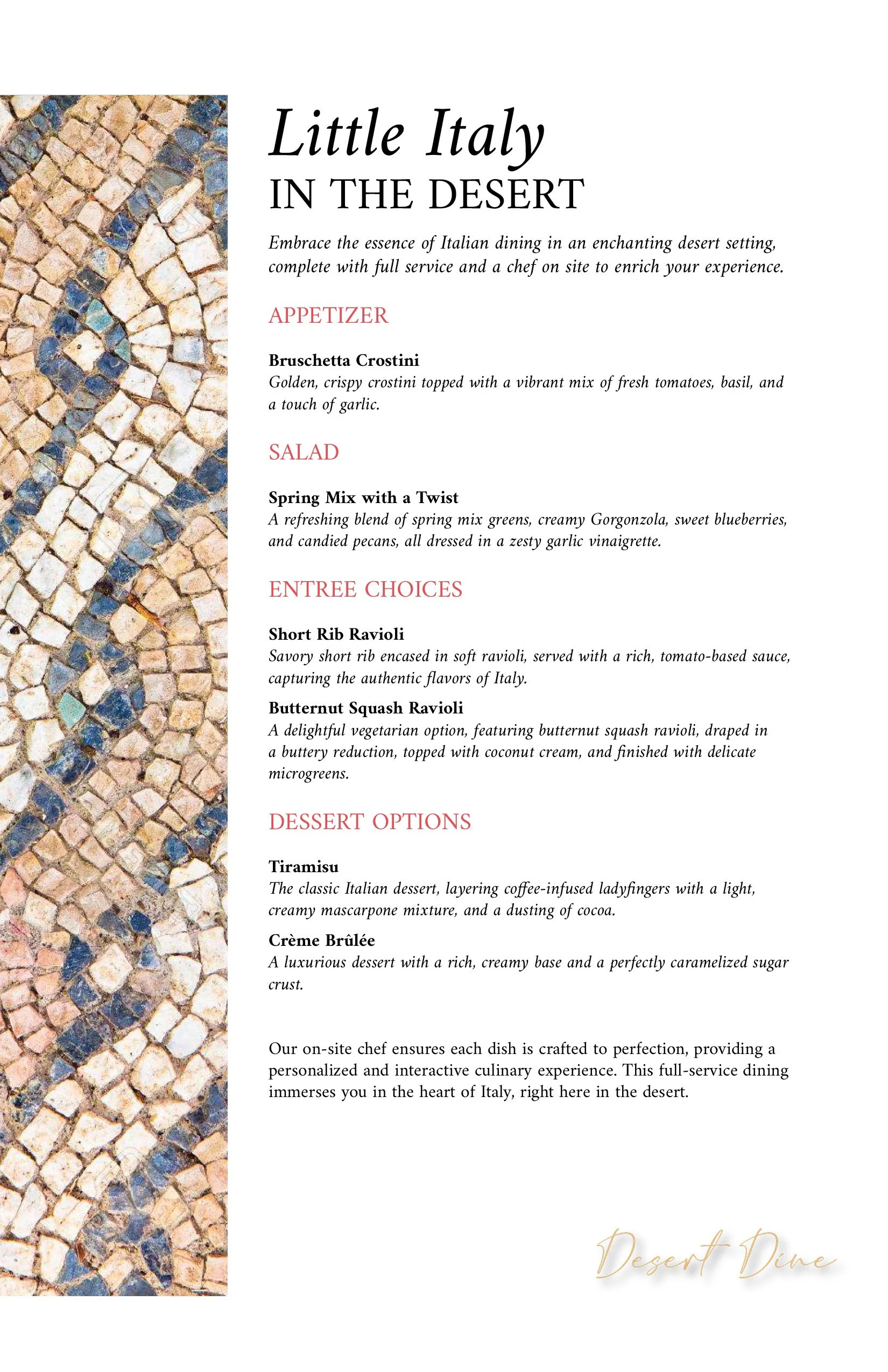 Menus — Desert Dine Catering Palm Springs Desert Dine Catering