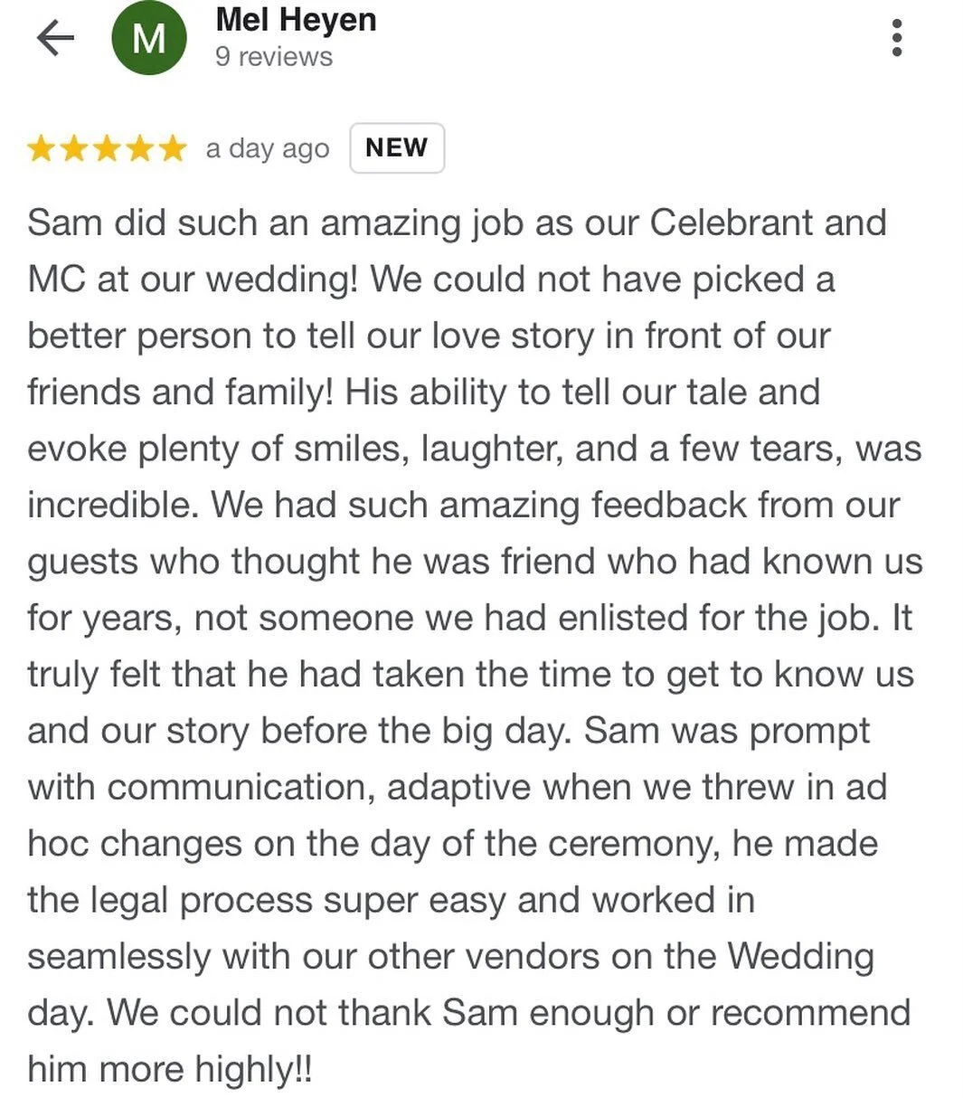 Sam Lavery: The Celebrant | Best Wedding Celebrants Melbourne