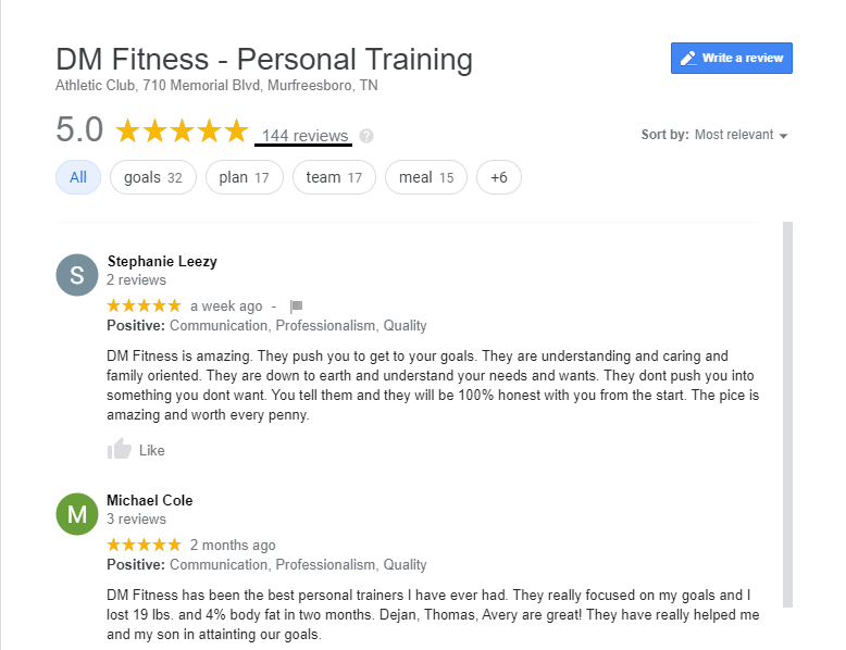 Testimonials & Reviews — DM Fitness