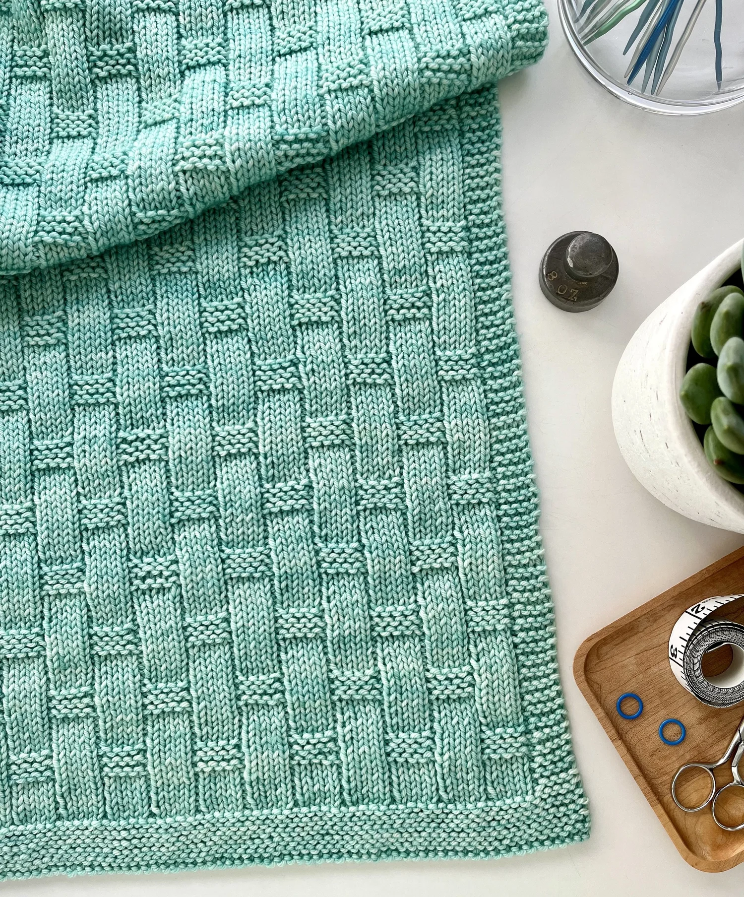 Place Like Home: Blanket Knitting Pattern with Basket Weave Stitch ...