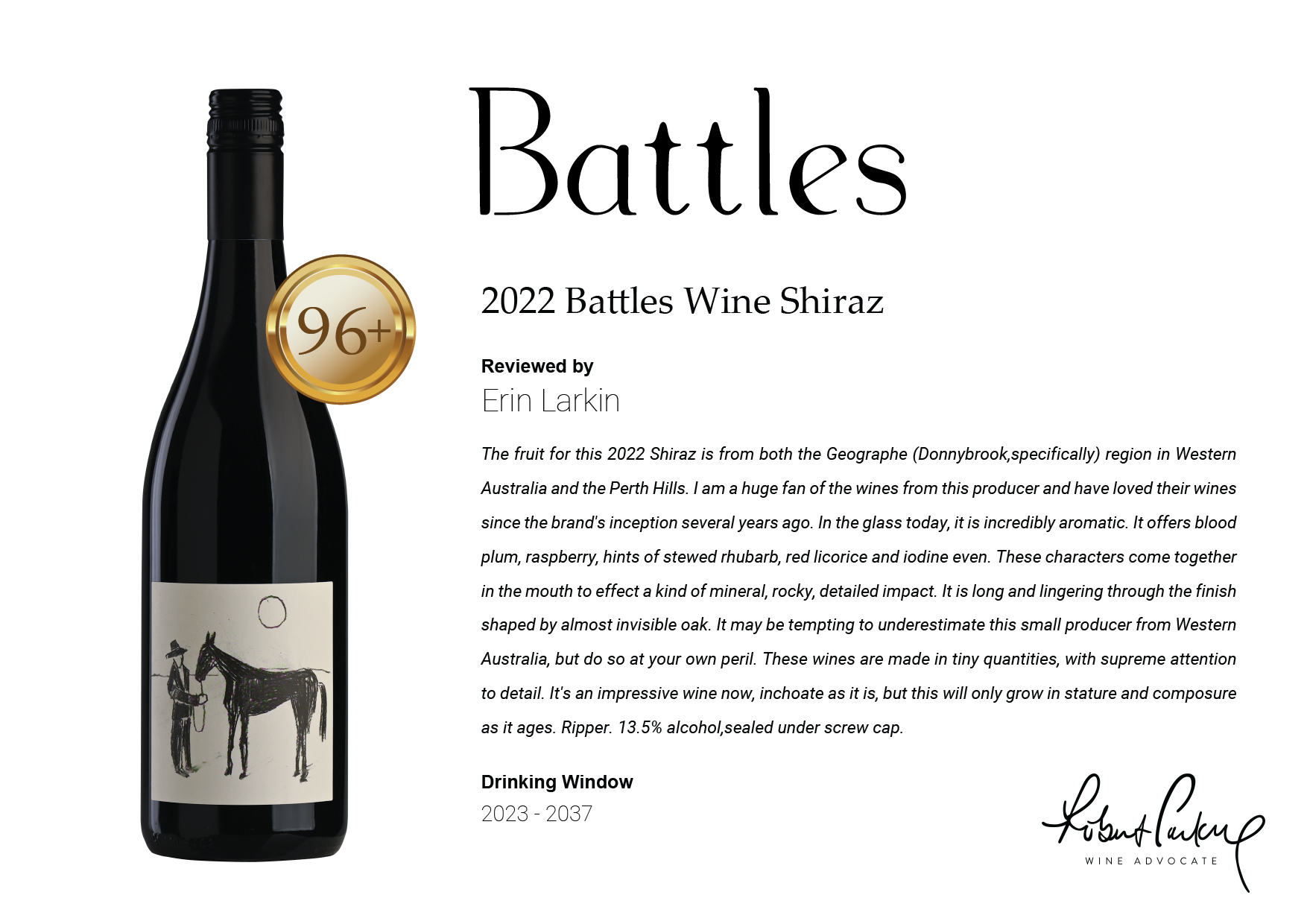 2023 Battles Shiraz — Battles Wine | Lance Parkin Winemaker | New Releases