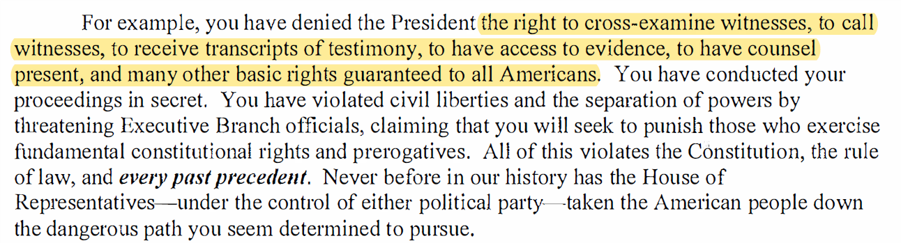 White House Letter on Impeachment Inquiry (Part the First ...