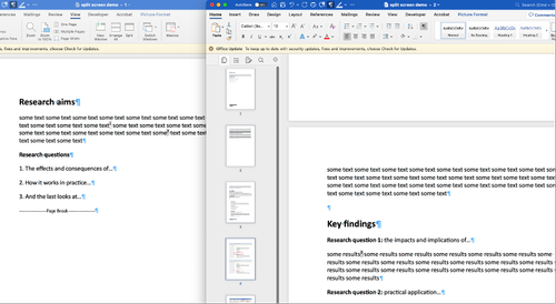 Using Word split screen — Suzanne Arnold