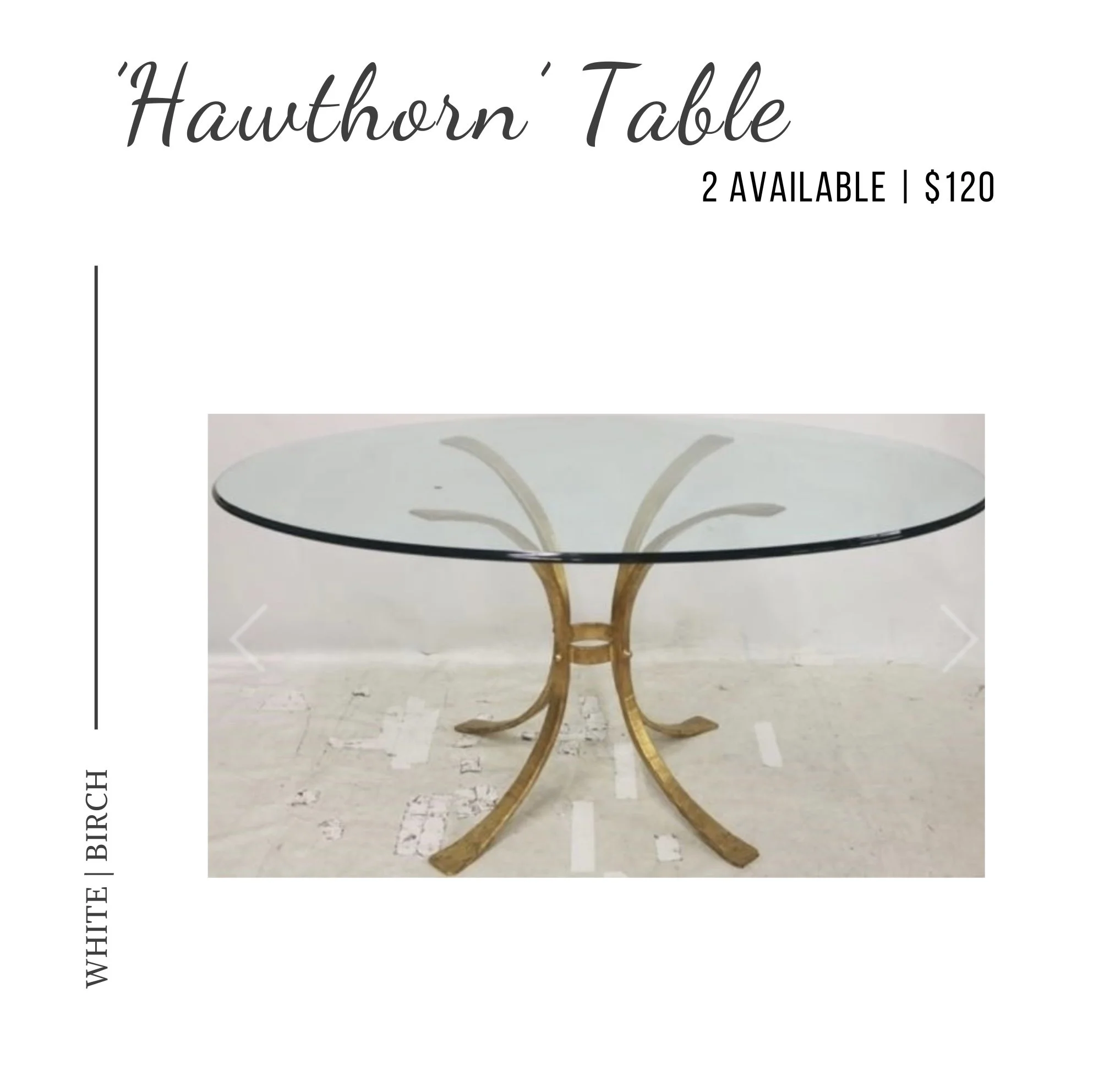 Tables — White Birch Rentals