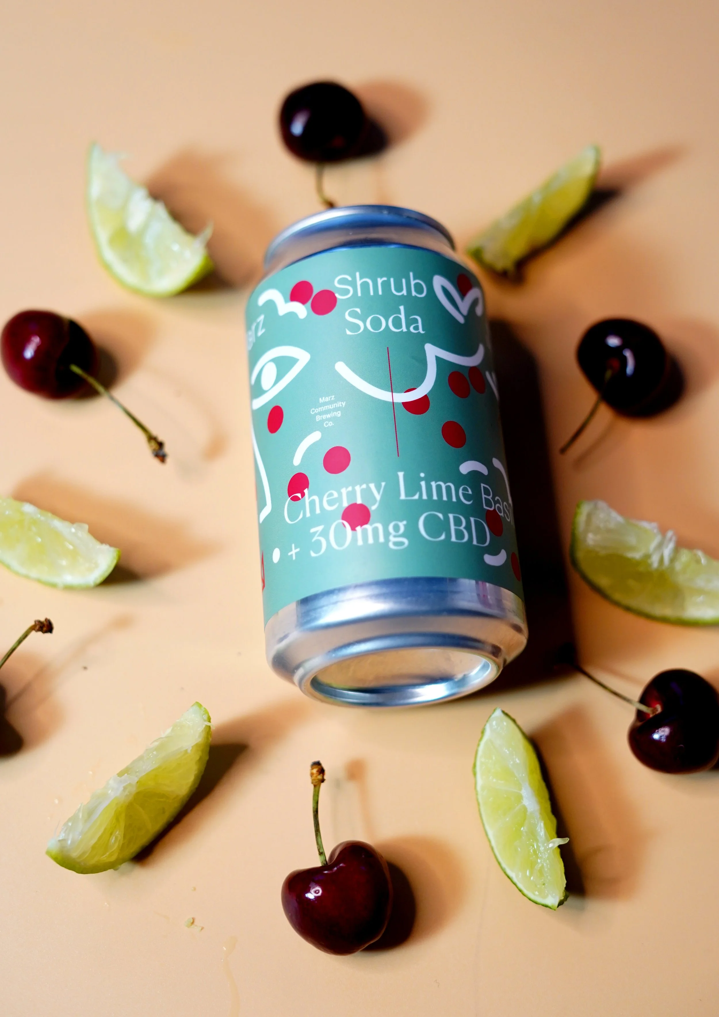 Cherry Lime Basil Shrub Soda - 12 Pack — Marz Community Beverage Co.