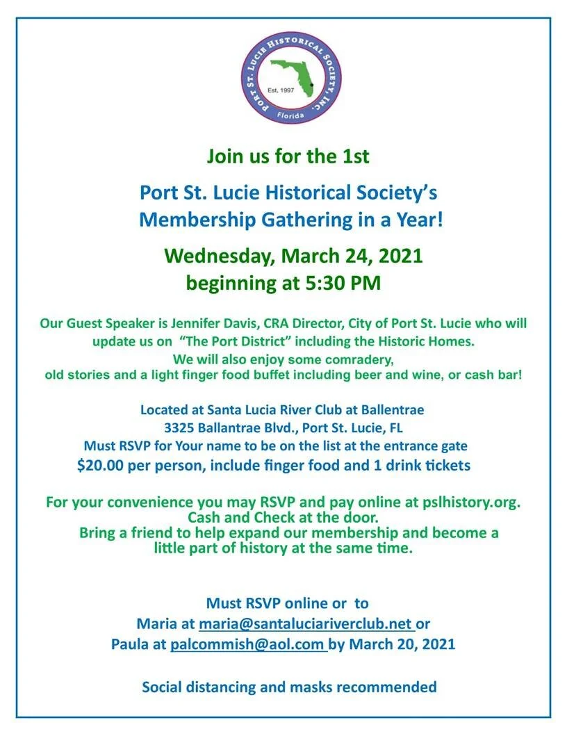 Calendar — PORT ST. LUCIE HISTORICAL SOCIETY