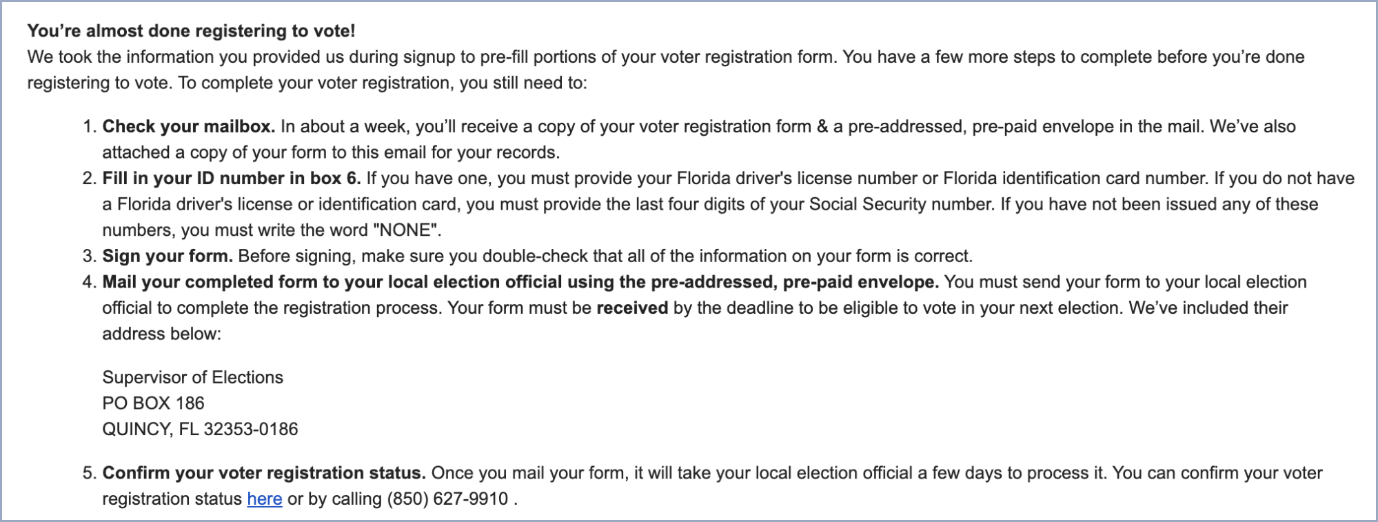 Registration Assistance Welcome Notification – TurboVote Support Center