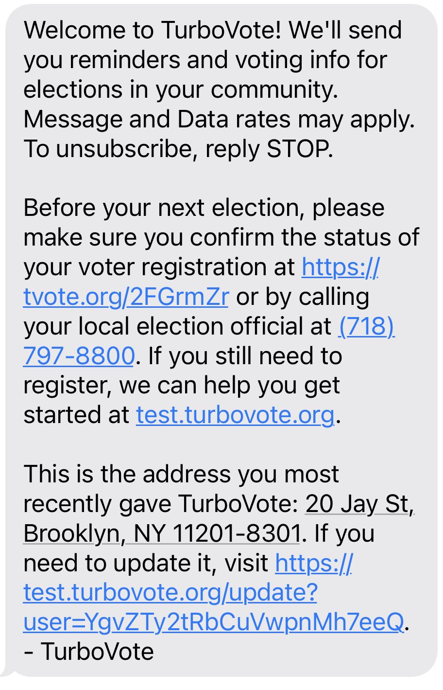 Registration Assistance Welcome Notification – TurboVote Support Center