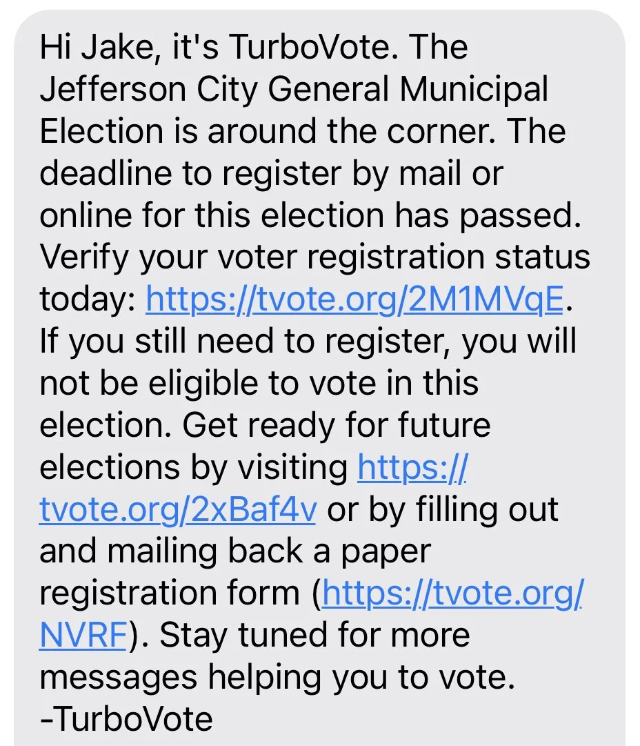 Post-registration, voter registration check reminder – TurboVote ...