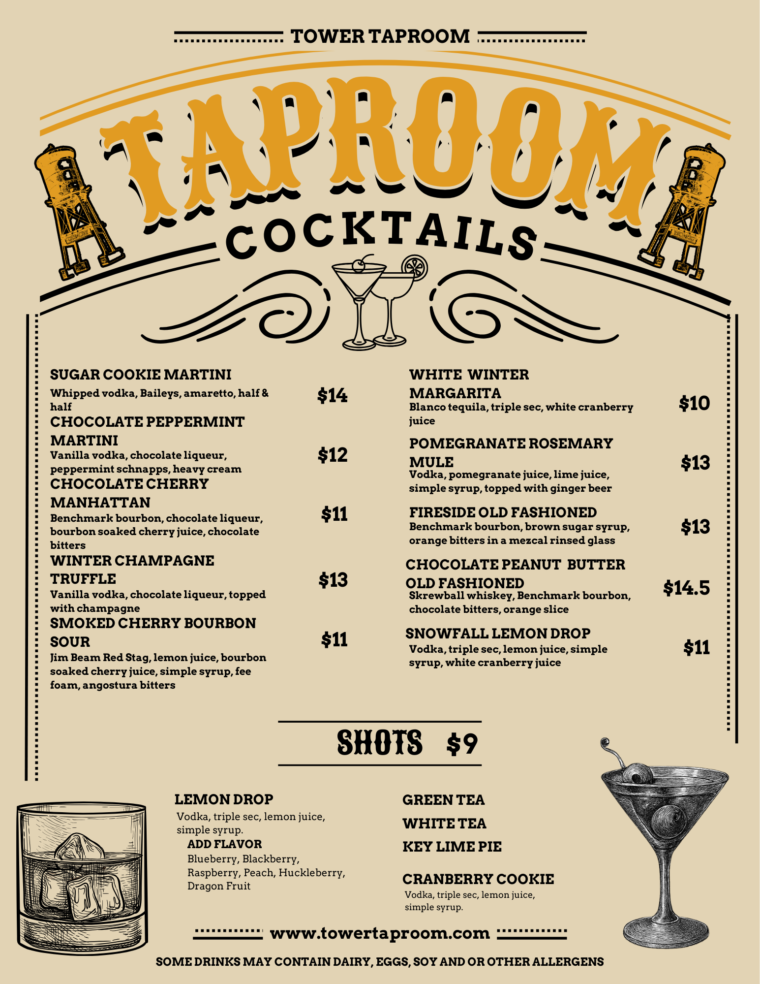 The Tower Taproom Food & Beverage Menu — Tower Taproom