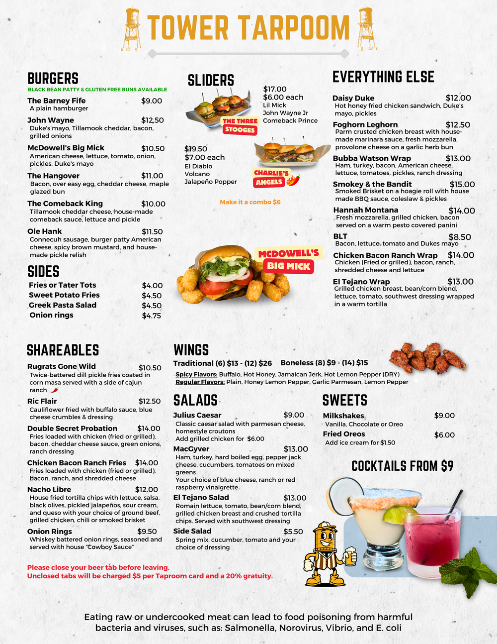 The Tower Taproom Food & Beverage Menu — Tower Taproom