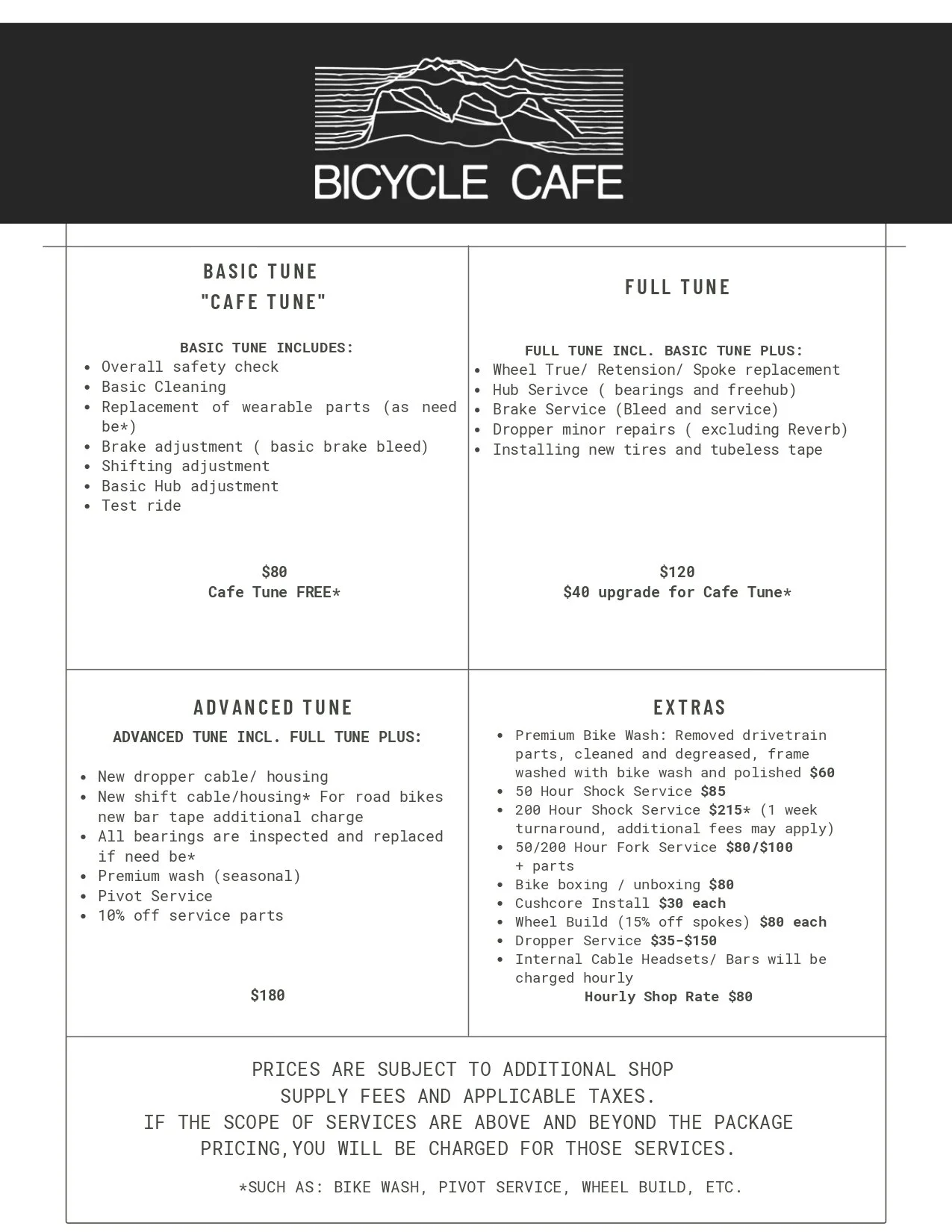 Service — Bicycle Cafe Canmore