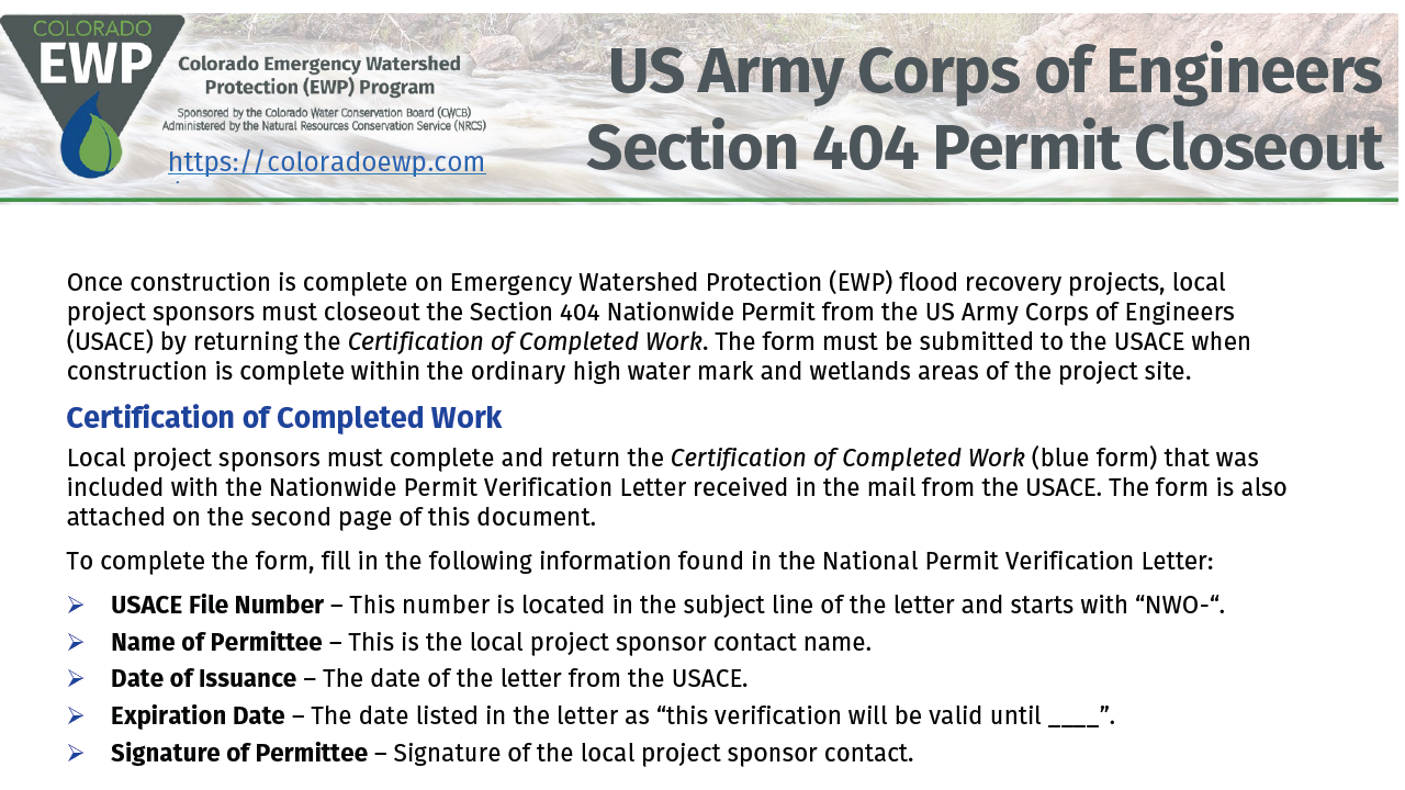 General 2 Colorado EWP Program General 2 Colorado EWP Program