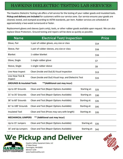 Dielectric Test Lab Pricing Guide-HAWKINS SAFETY