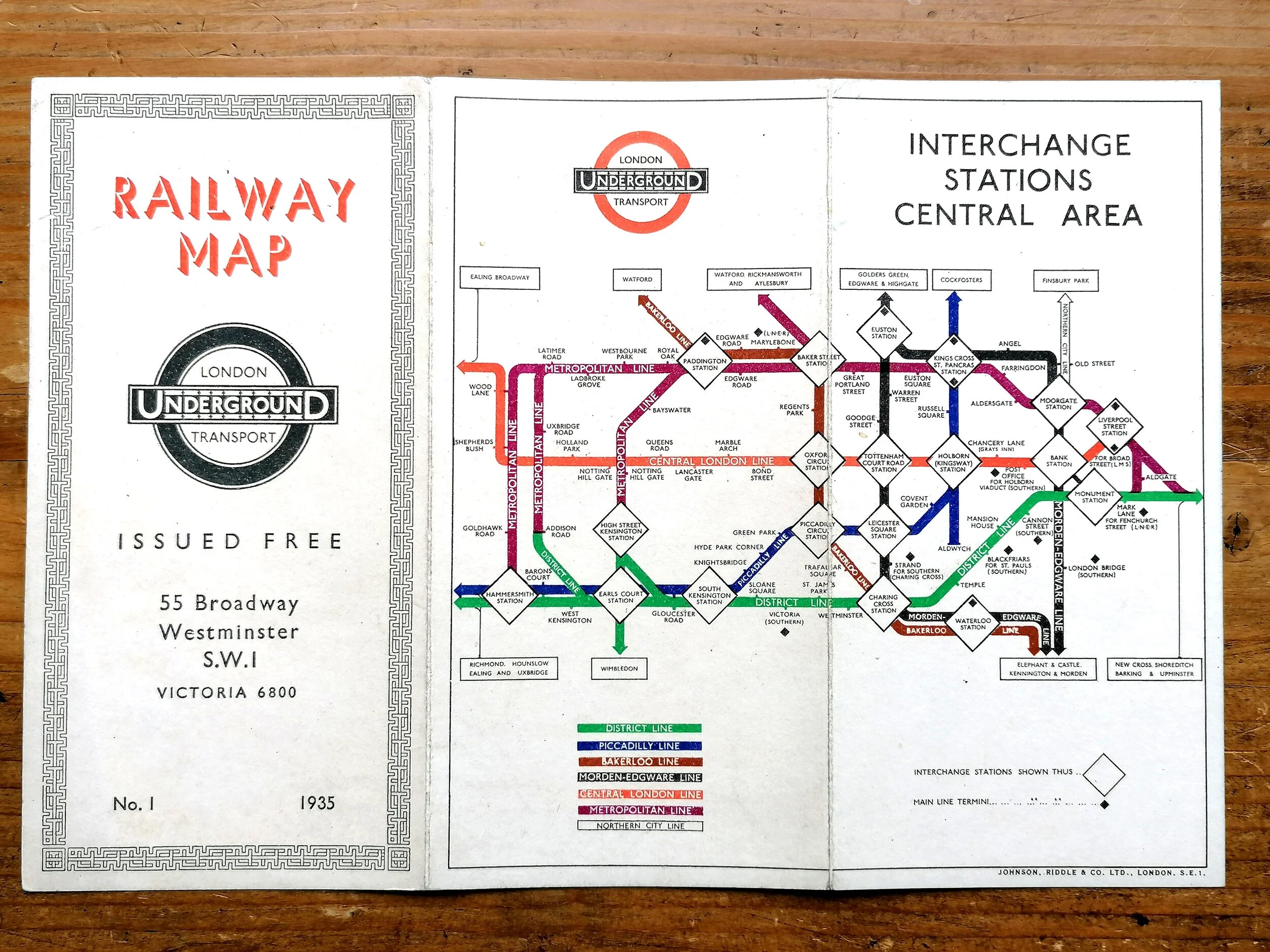 1935 London Underground Pocket Map No.1 - HC Beck - ICONIC Antiques ...