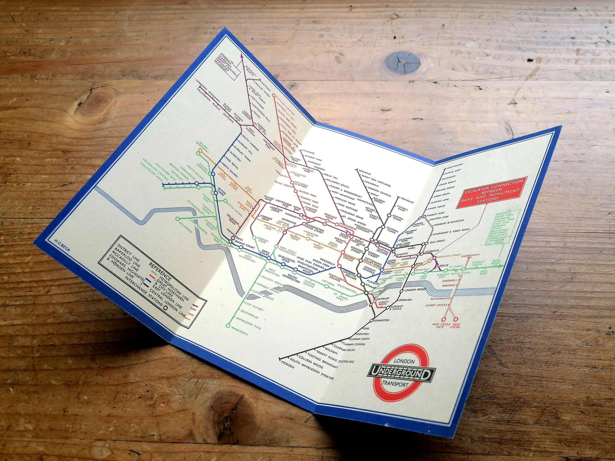 1933 London Underground Pocket Map - HC Beck 33-3636 - ICONIC Antiques ...