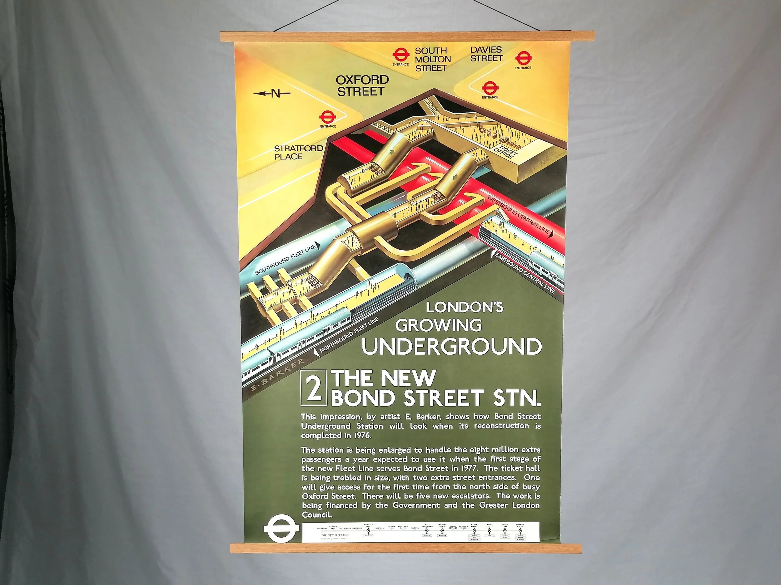 1974 London Underground Station Cut-Away Poster - Bond Street - E ...