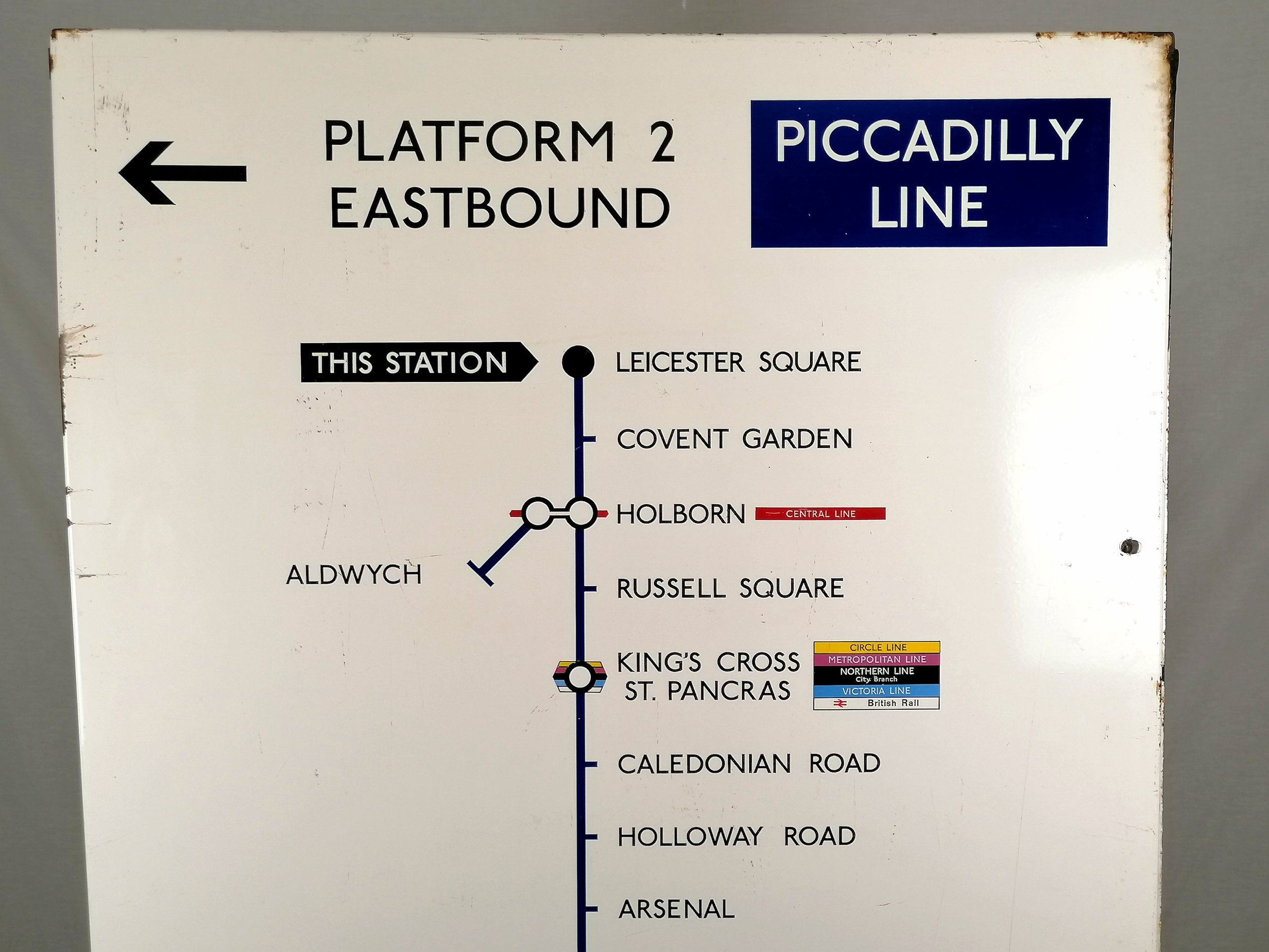 Leicester Square London Underground Route Sign - Piccadilly Line (1960s ...