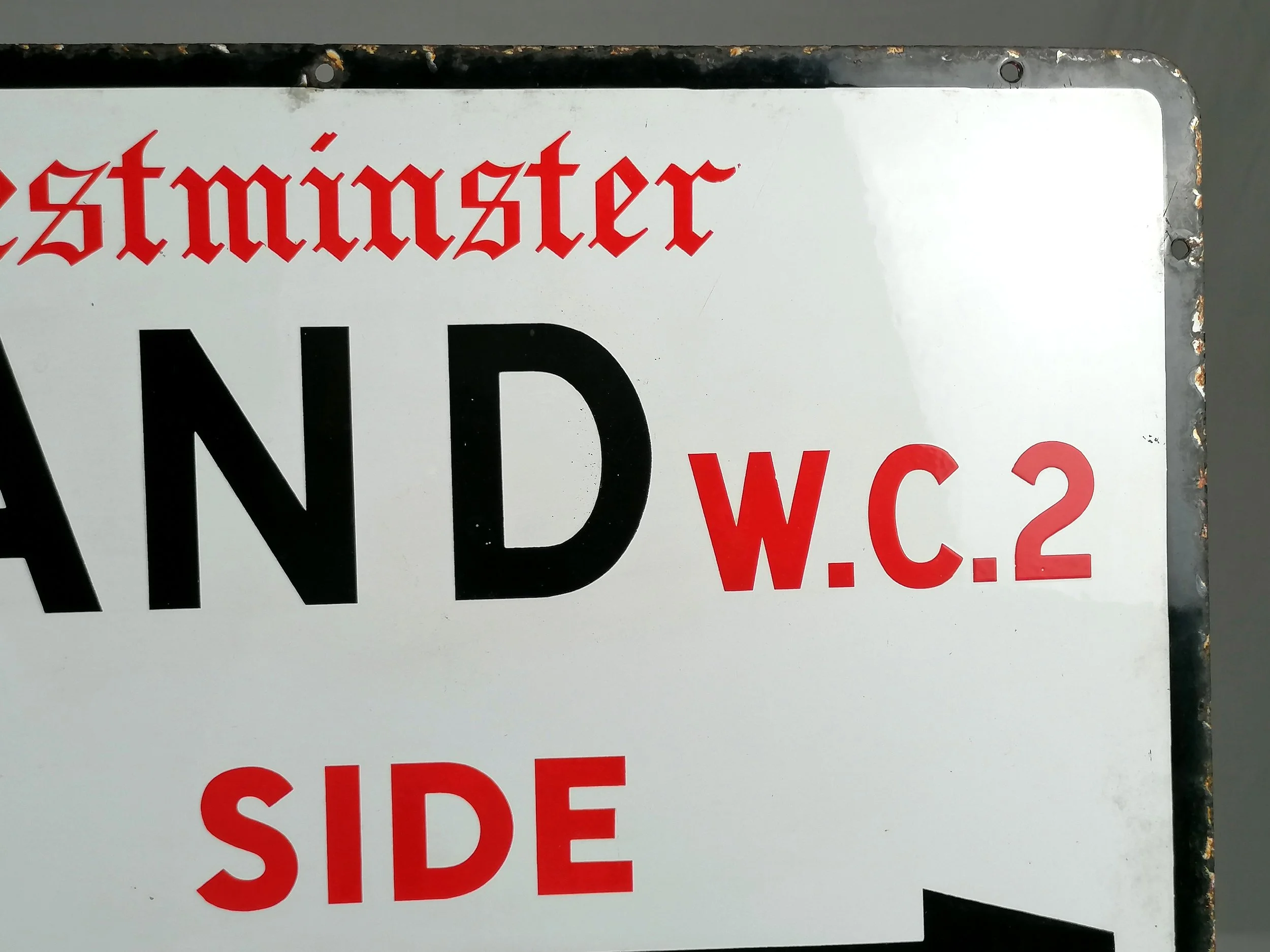 1940s Enamel London Street Sign - Strand WC2 - City of Westminster ...