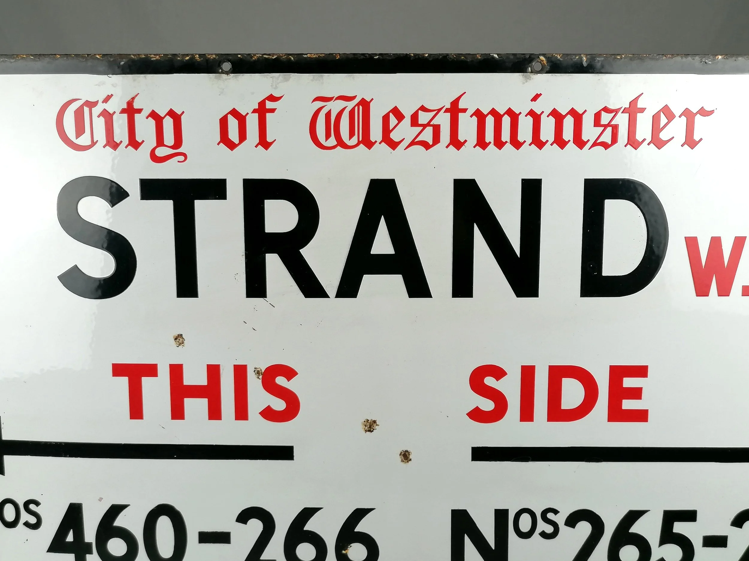 1940s Enamel London Street Sign - Strand WC2 - City of Westminster ...
