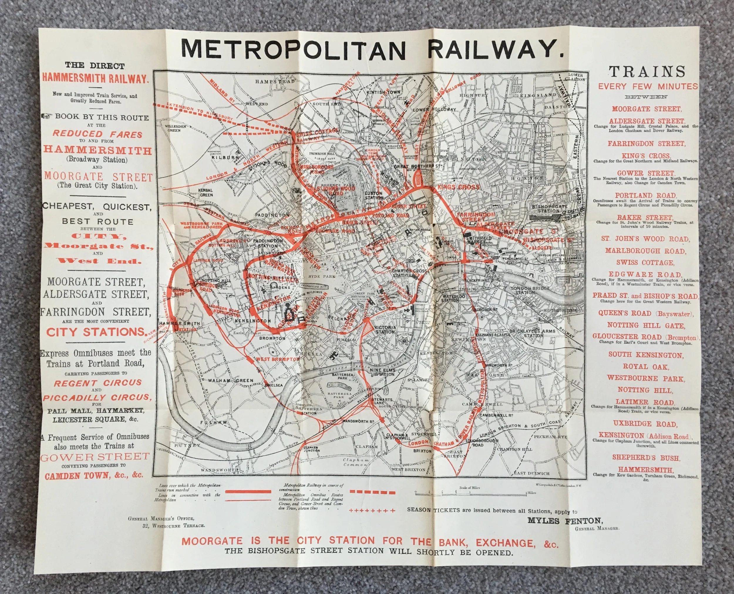 1871 Metropolitan Railway Map - ICONIC Antiques | Cool Old Stuff