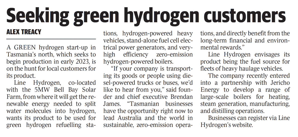 Seeking green hydrogen customers — LINE HYDROGEN