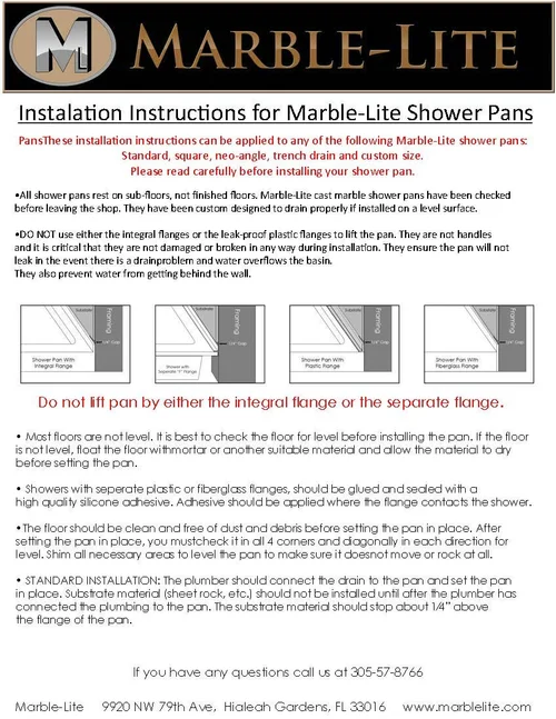 Low-Profile Cultured Marble Shower Pans | Leak-Resistant | Marble-Lite ...