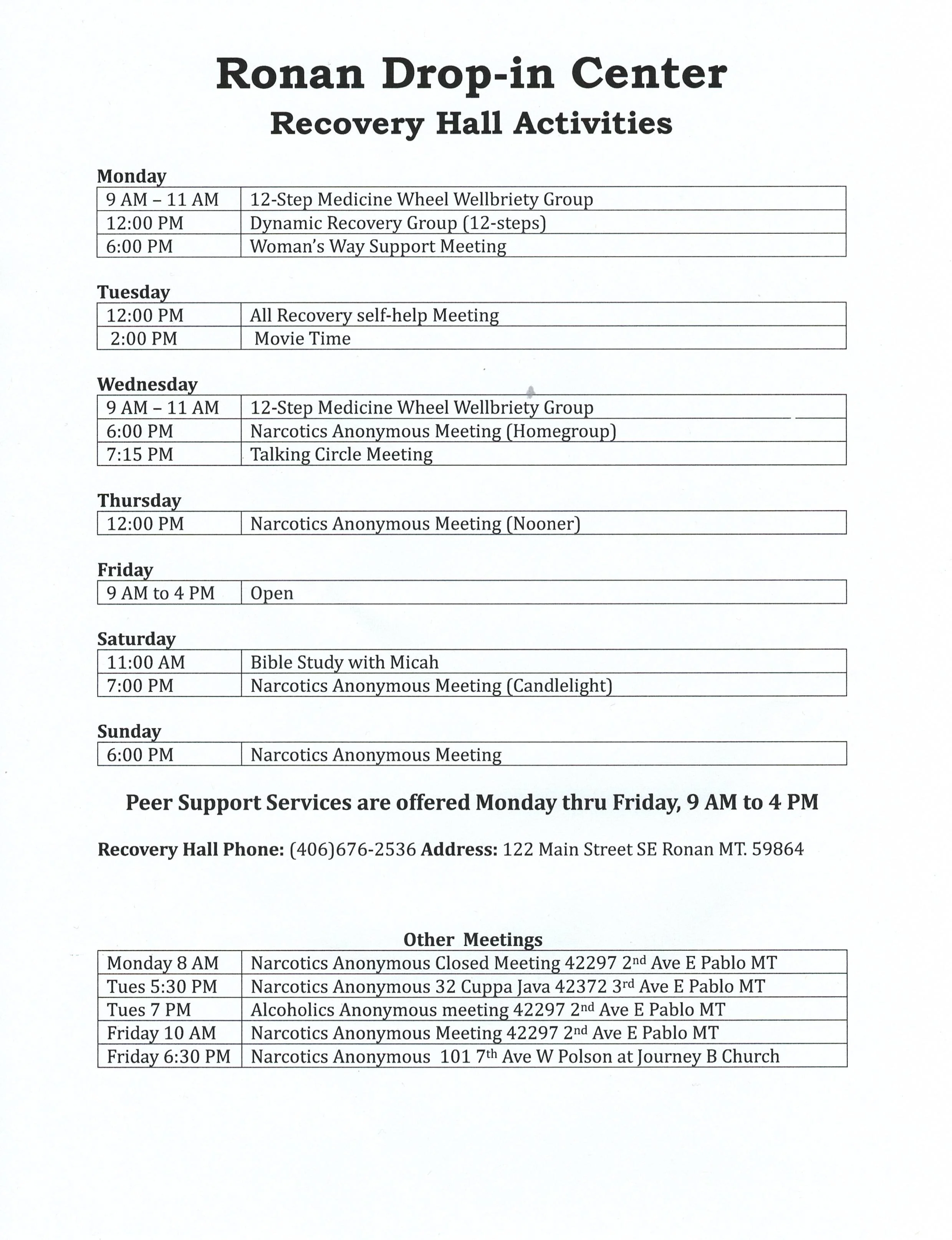 Programs — Never Alone Recovery Support Services