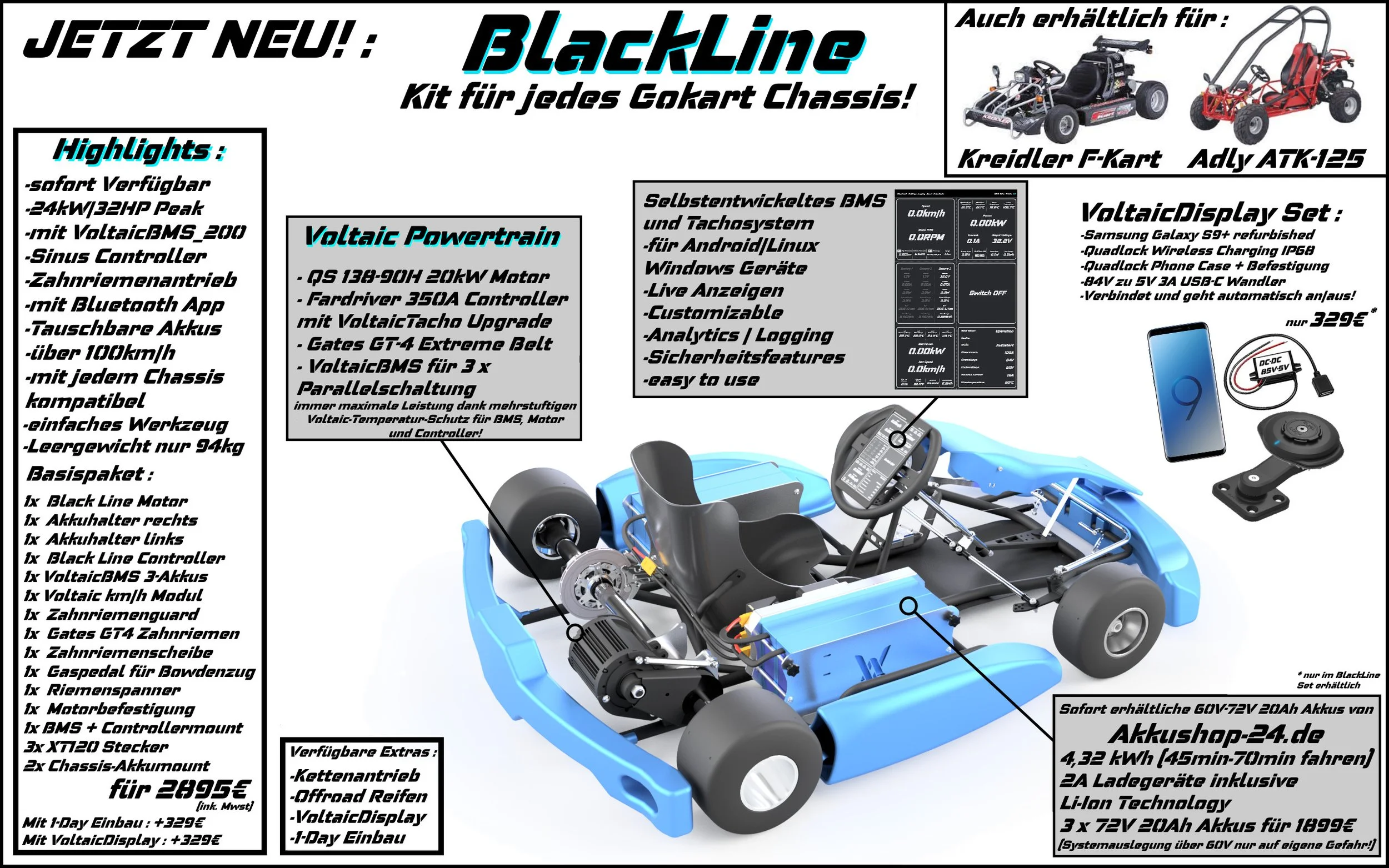 Voltaic Black Line Go-Kart Bausatz 20kW mit VoltaicBMS — Voltaic