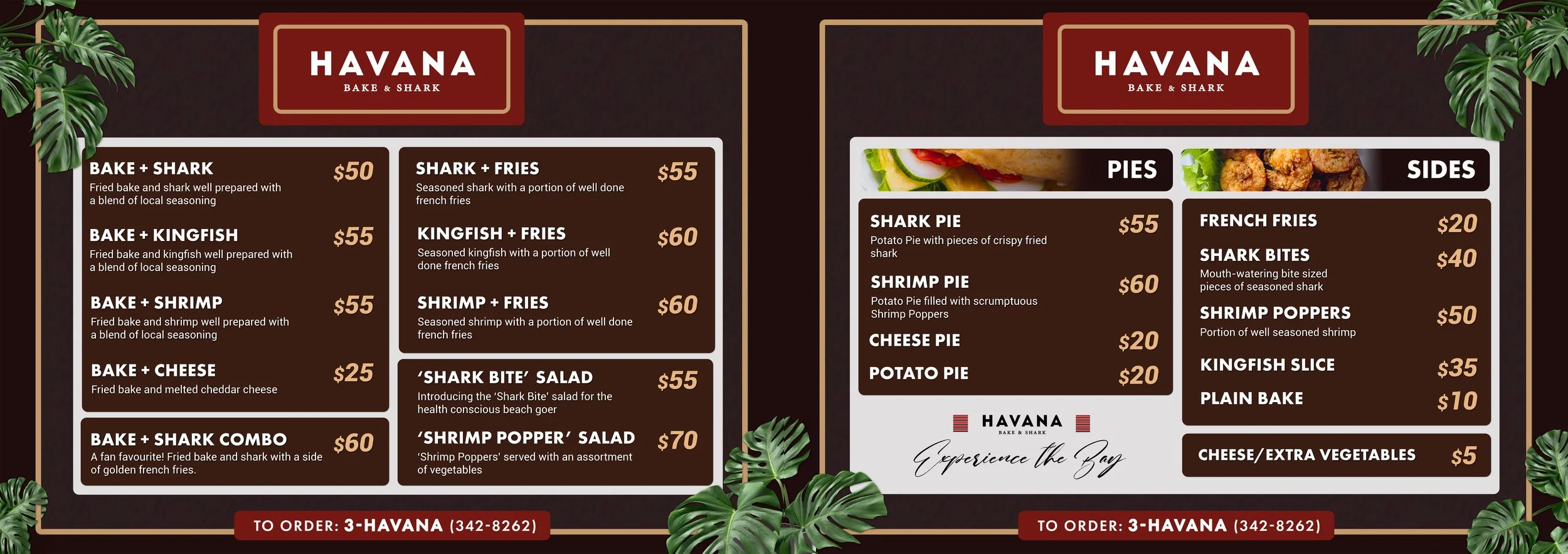 Menu (San Fernando) — Havana Bake and Shark