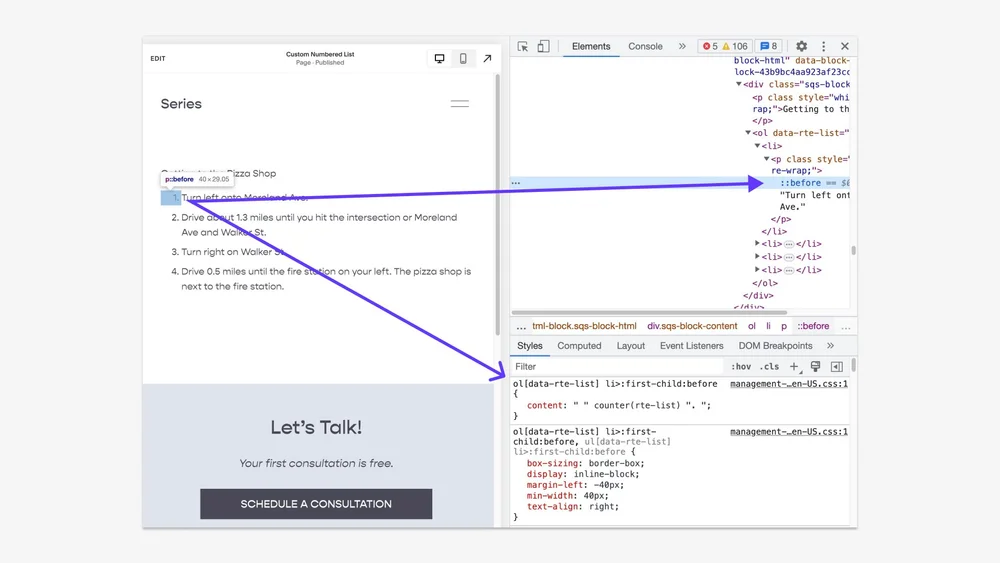 Customizing Numbered Lists in Squarespace | Will Myers | Squarespace Plugins